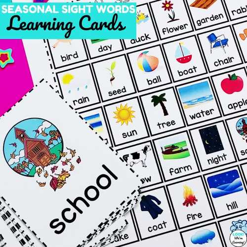 Noun Sight Word Flashcards - Seasonal Sight Words! by Look We're Learning