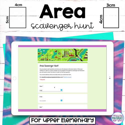 Area of Squares Rectangles Triangles Metric and Customary Scavenger Hunt