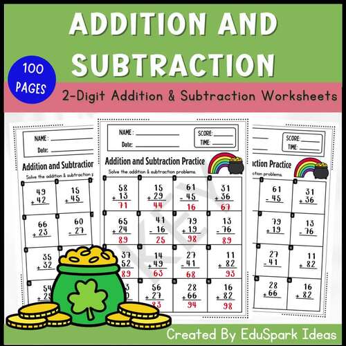 2 Digit Mixed Addition & Subtraction Worksheet for 2nd-grade and 3rd-grade
