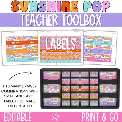 Editable Retro Teacher Toolbox Labels / Western Classroom Decor, Disco ...