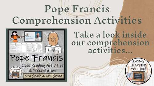 Pope Francis Close Reading Comprehension Activities | 5th Grade & 6th Grade