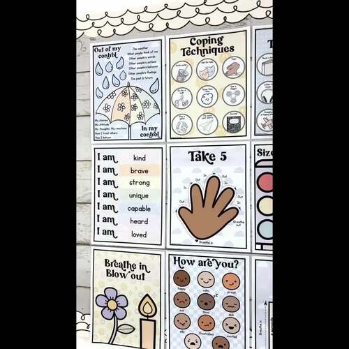 Retro Pastel Rainbow Classroom Decor | Calm Down Corner Counseling Poster