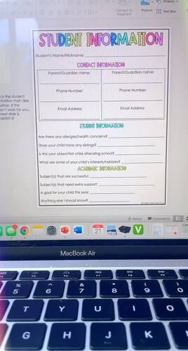 Back To School Night, Open House, and Meet the Teacher Editable Forms