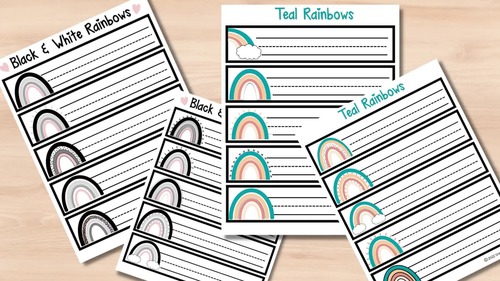 Name Plates Rainbow B&W Collection by The Kindergarten | TPT