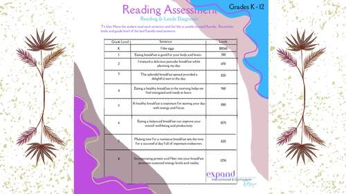 Reading Assessment, Reading and Lexile Diagnostic | TPT