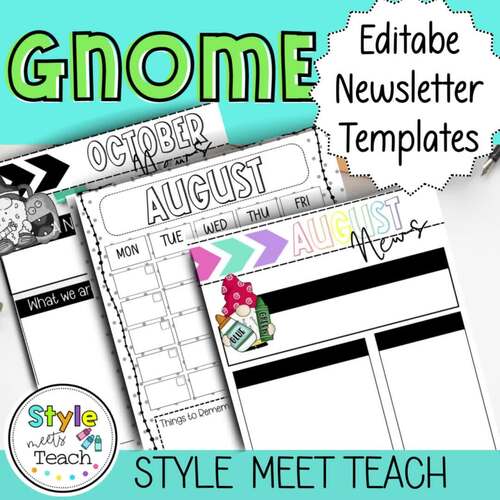 GNOME Yearlong Classroom Newsletters Editable Templates by DesksnDoodles
