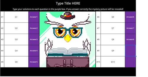 Back to School Owl Commercial Use Pixel Art Template for Google Sheets