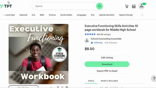 Executive Functioning Workbook for Teens - Organization & Study Skills