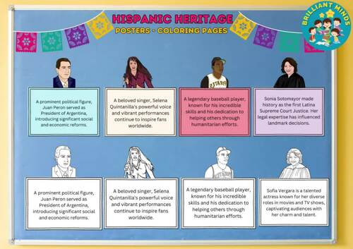 Hispanic Heritage Month Colorful Posters and Coloring | Bulletin Board ...
