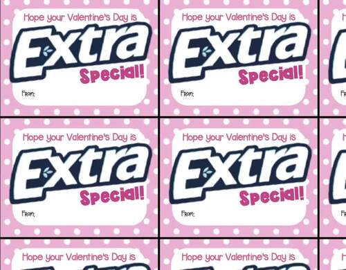 Extra Gum Valentine's Day Gift Tag- Hope your Valentine's Day is Extra ...