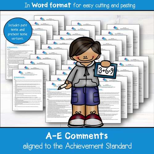 V9 Australian Curriculum Maths Report Comments And Criteria Year 2