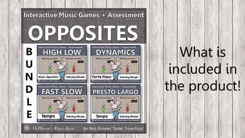 Music Opposites and Comparatives Interactive Music Games {Dancing Mouse}