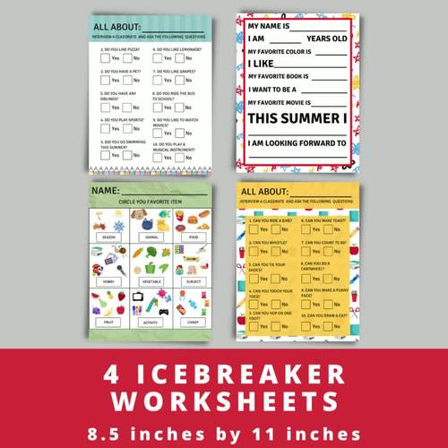 Back To School Icebreaker Worksheets by Jenny Marie | TPT