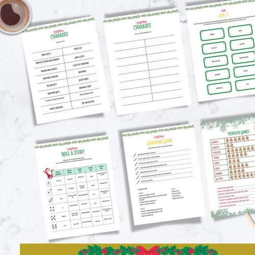 Christmas Planner and Games bundle, Great for home or school activities