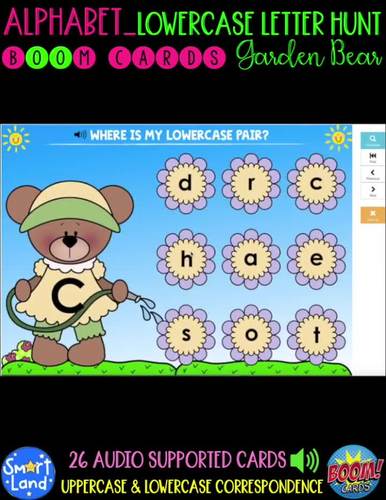 Alphabet Lowercase Letter Hunt_Boom Cards™_Garden Bears | TPT