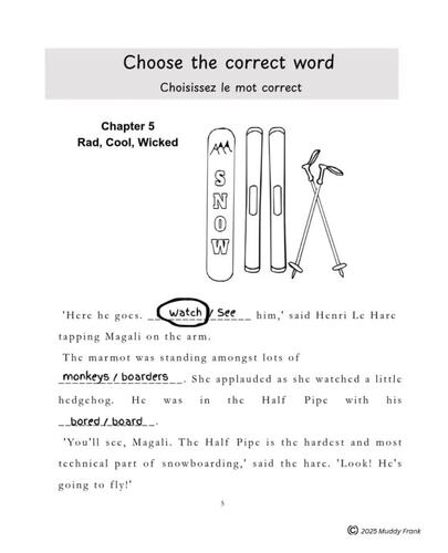 Ch 5 French English Bilingual reading activity advanced level kids 8 yrs