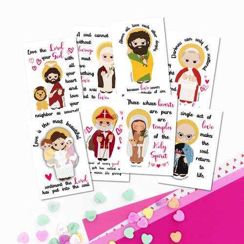 Cute Catholic Saint Valentine's Day Cards Printable for Valentine Exchange