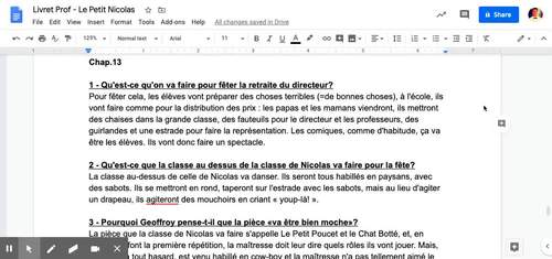 Le Petit Nicolas - Vidéo de la correction des questions du chapitre 13