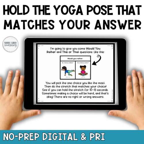 Yoga Pose Cards Would You Rather Movement Brain Break Game Growing BUNDLE