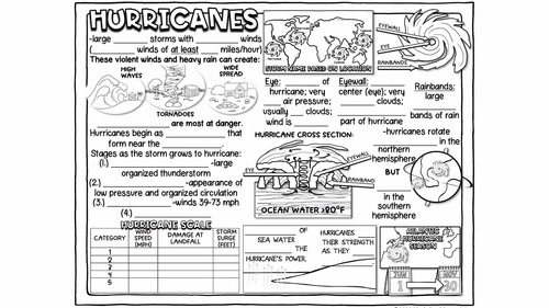 Hurricanes Doodle Notes & Quiz | Storm Systems Visual Learning Resource