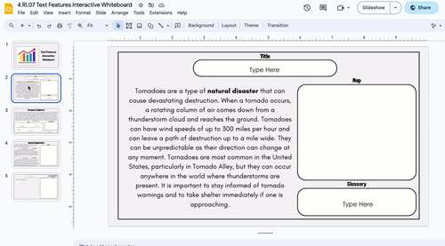 4.RI.07 Text Features Google Slides Interactive Whiteboard and Printable