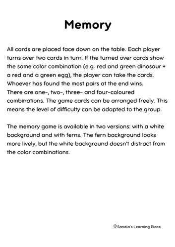 Memory: Colors and visual discrimination (dinosaurs) by Sandia's ...