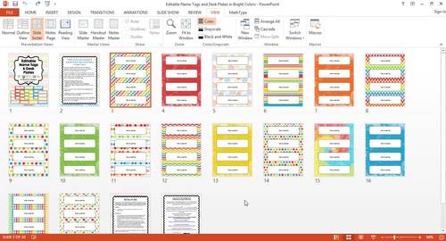 Editable Name Tags and Desk Plates in Bright Colors by Sheila Cantonwine