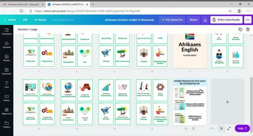 Afrikaans flashcards school subjects by Language Forum | TPT