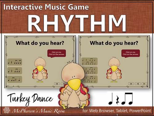 Thanksgiving Music Eighth Notes Interactive Rhythm Game {Turkey Dance}