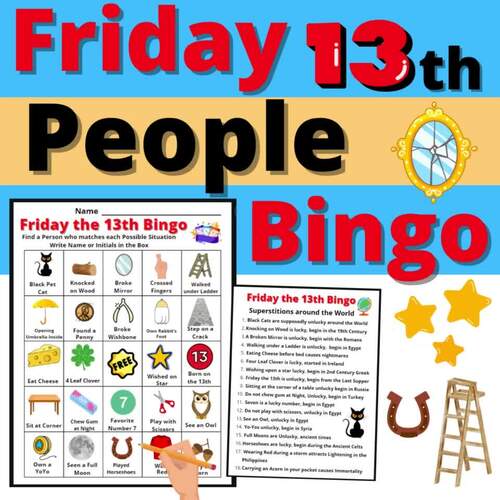 Friday the 13th People Bingo Group Activity Resource Class Break No Prep