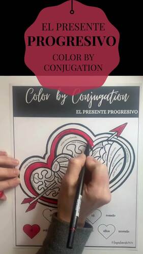 Valentine's Presente Progresivo (Present Progressive) Color By Conjugation