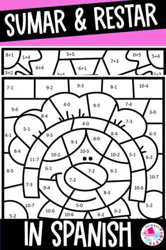 Spanish Thanksgiving Color by Number Addition Subtraction Bundle
