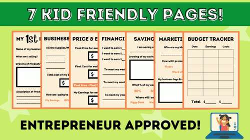 Business Plan Template for Kids, Kid Entrepreneur, Kid Business Owner,