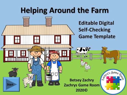 Editable Self-Checking Game Template: Helping Around the Farm by Betsey ...