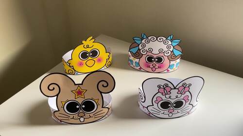Easter Bunny Crown Craft Hat Headband Coloring Activity Chick & Lamb Craft