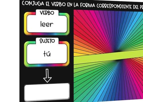 -ER Spanish verb conjugation Boom Cards™ pinwheel picture (distance ...