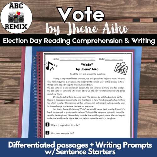 Election Day Leveled Reading Comprehension Writing Prompts w/ Sentence ...