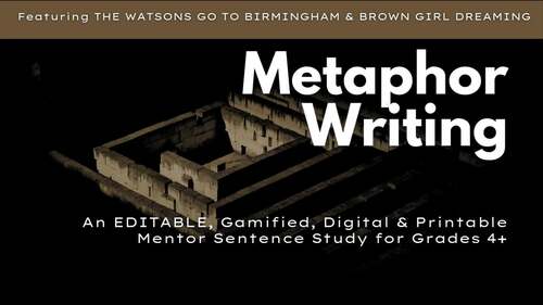 Mentor Sentence Study Metaphor Writing/Figurative Language Anchor ...