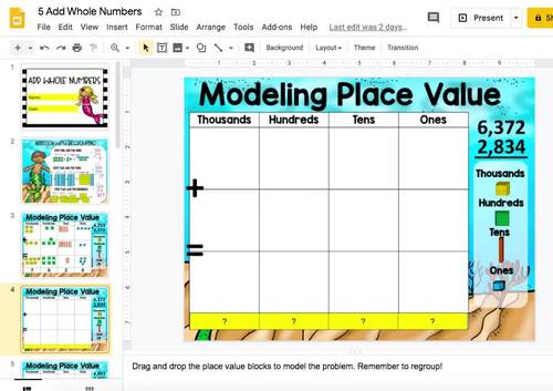 4th Grade Multi-Digit Addition 4.NBT.4 ~ Google Classroom ~ Distance ...
