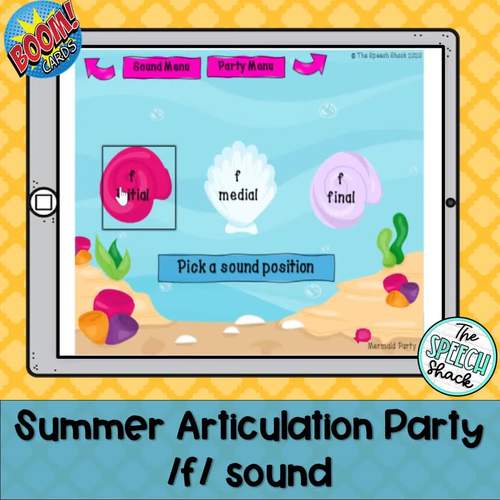 Summer Articulation Party- /f/ sound BOOM Cards™ by The Speech Shack