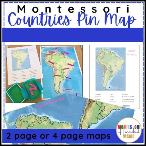 Montessori Geography: South America Pin Map Follow-Up Work Activity