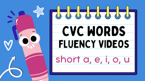 CVC Fluency Practice Videos by Captain Kindergarten | TPT