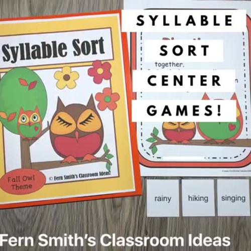 Syllable Sort Center Games Fall Themed by Fern Smith's Classroom Ideas