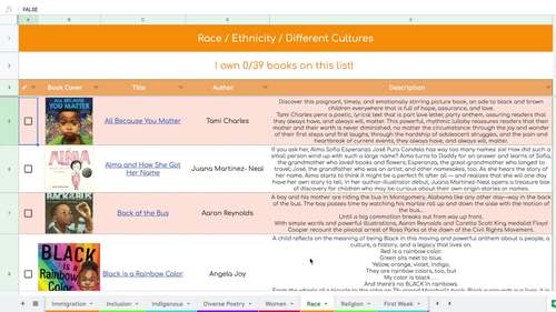 Classroom Library Book Lists & Digital Diverse Booklist Checklist BUNDLE