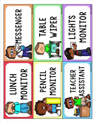 Editable Classroom Job Chart Back to School Rainbow Bright by Spell Janelle