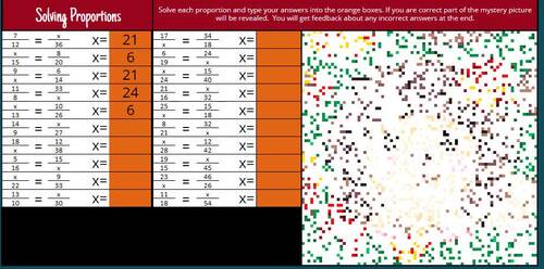 Solving Proportions Thanksgiving Math Pixel Art Activity | Cross ...