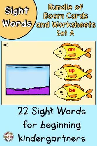 Bundle of Kindergarten Sight Words - Set A - Boom Cards™ and Printables
