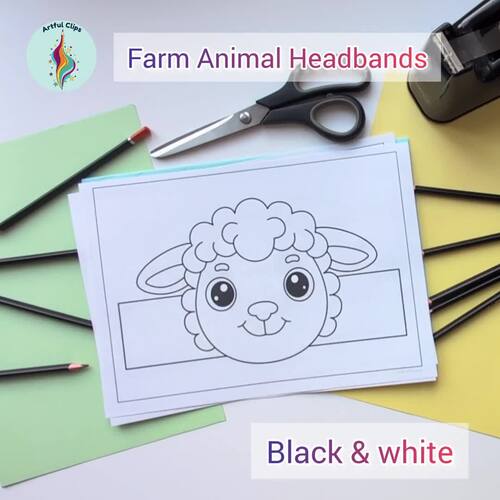 Farm Animal Crafts Pig, Cow, Sheep Crown Hat Headband Template Coloring ...