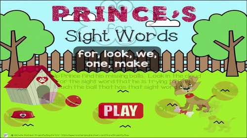 Pre-Primer Dog Sight Word Digital Games to Use with PowerPoint™ & Google™