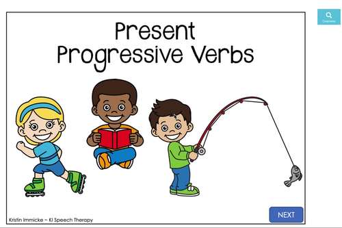 Present Progressive -ing Verbs BOOM CARD™ Deck - Distance Learning